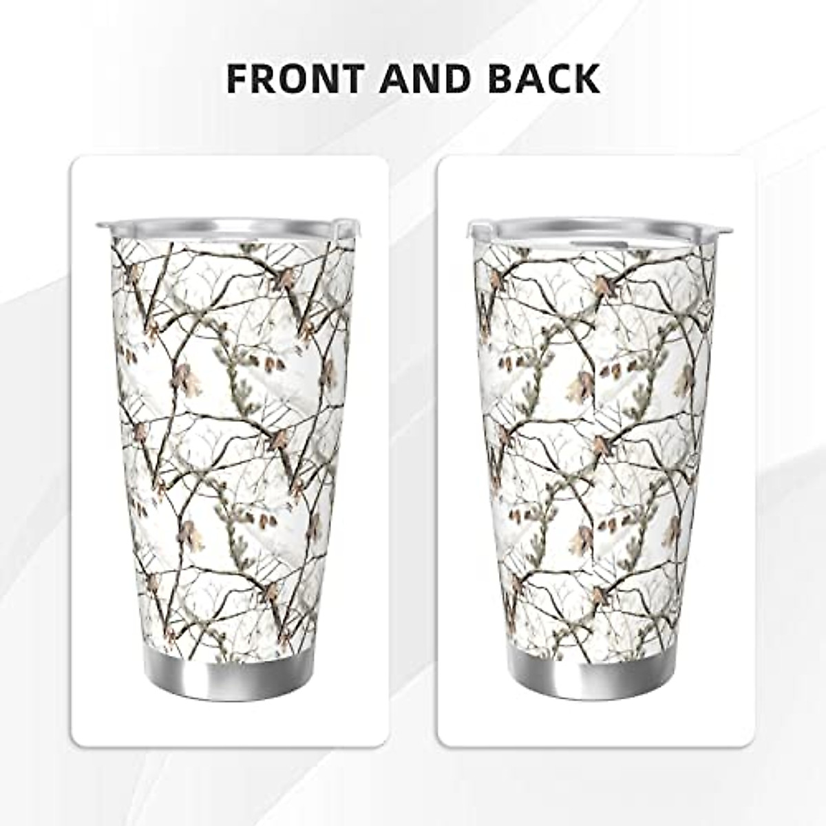 Evealyn White Tree Camo Printed 20 Oz Tumbler Insulated Tumbler Travel Mug Stainless Steel Cup Coffee Mug With Lids For Home Outdoor Office