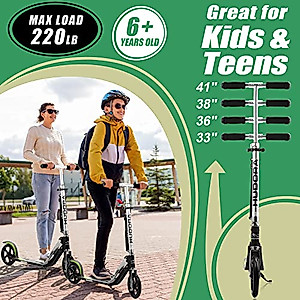 HUDORA Scooter for Kids Ages 6-12 - Scooter for Kids 8 Years and Up, Scooters for Teens 12 Years and Up, Adult Scooter with Big Wheels, Lightweight Durable All-Aluminum Frame Scooter