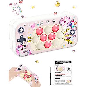 Fast Push Game Fidget Toys for Kids Adults, Quick Push Game, Handheld Sensory Fidget Popper Game Console Toys for Kids 6-12, Birthday Gifts for Boys, Girls, Teen（Unicorn）