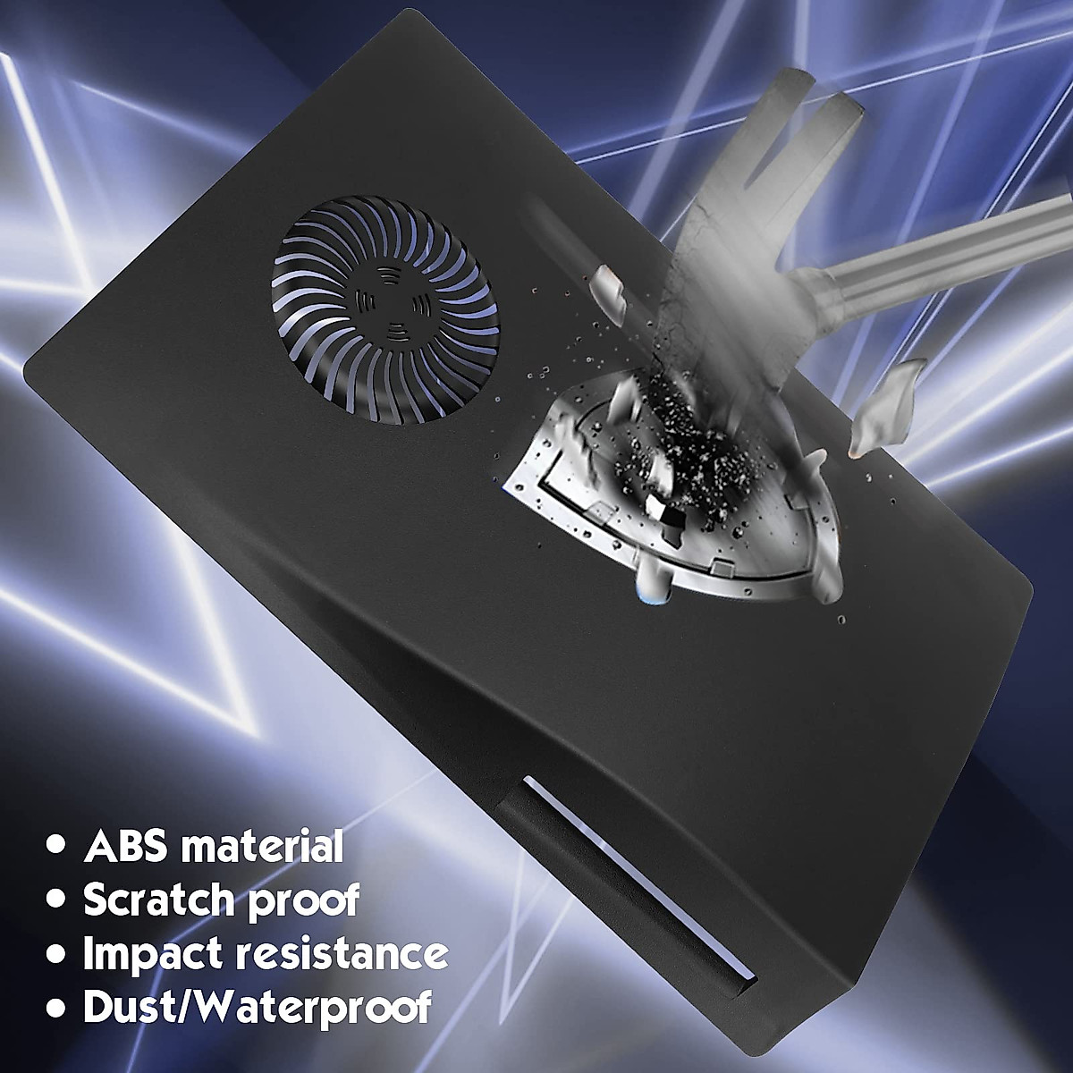 SIKEMAY PS5 Face Plates for Playstation 5 Console Disc Edition, PS5 Accessories ABS PS5 Cover Plates with Fan Vents, Hard Shockproof Anti-Scratch Replacement Protective Shell PS5 Black Plates