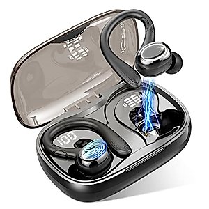 Wireless Earbud, Bluetooth 5.3 Headphones with Sport Earhooks Bluetooth Earbud Over Ear with Immersive Sound, Wireless Earphones Dual LED Display, 48H Playtime, IP7 Waterproof, Noise Cancelling[2023]
