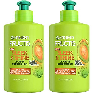 Garnier Fructis Sleek and Shine Intensely Smooth Leave-In Conditioning Cream, 10.2 Ounce (Pack of 2)