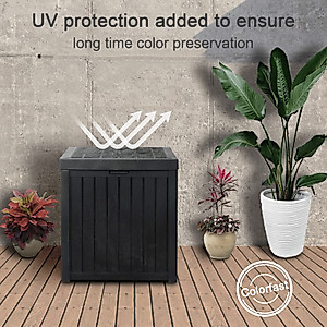 Oakmont 51 Gallon Resin Deck Box Outdoor Indoor Storage Container Square Waterproof Storage Box for Patio, Garden Pool Tools, Black