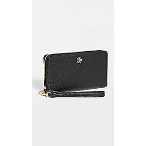 Tory Burch Women's Robinson Zip Continental Wallet, Black, One Size