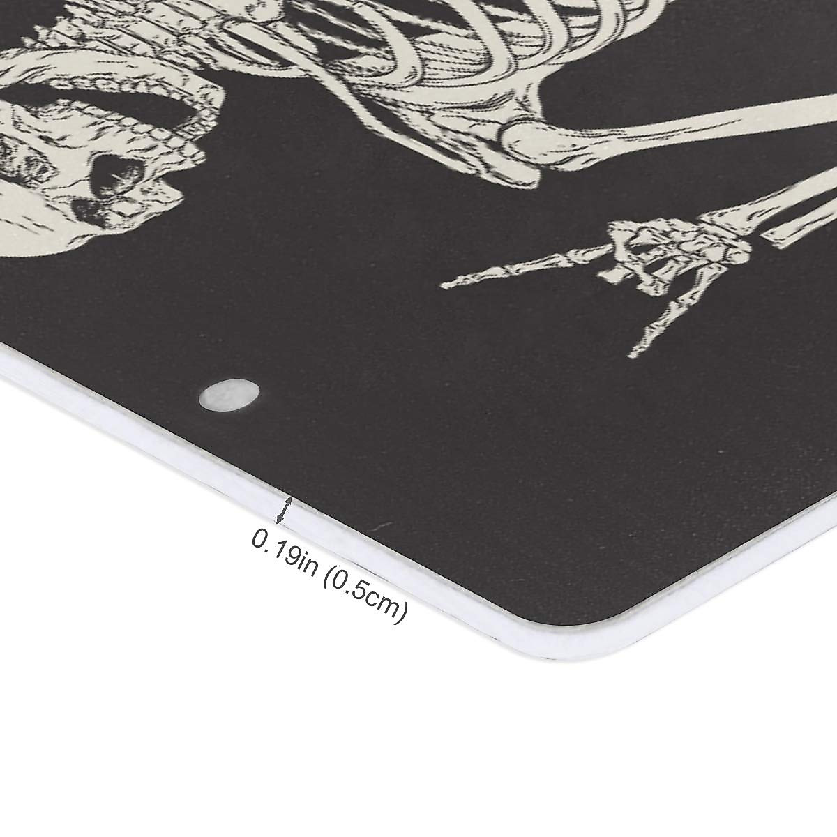 Human Skeleton Skull Hanging Door Sign Plaque, Funny Halloween Wall Signs Home Decor with String Decorative Hanging Sign for Front Door Yard Garden Entrance Porch Farmhouse Office 6x11 inches