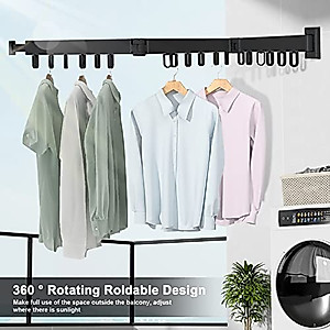 WTASUP Clothing Drying Rack, Retractable Laundry Space Saver Wall Mounted, Collapsible(Tri-Fold) Rack Clothing (Black)