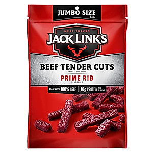 Jack Link's Tender Cuts, Prime Rib Flavor, 5.6 Oz Sharing-Size Bag and Jerky Snack with 11g of Protein and 70 Calories, Made with Premium Beef, 96 Percent Fat Free