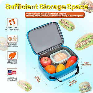 Hairao Boys Lunch Box Leather Lunch Box, Kids Lunch Bags Waterproof Thermal Insulated Cooler Bag Toy Bag for Boys Girls Kids Toddlers Teens school gift