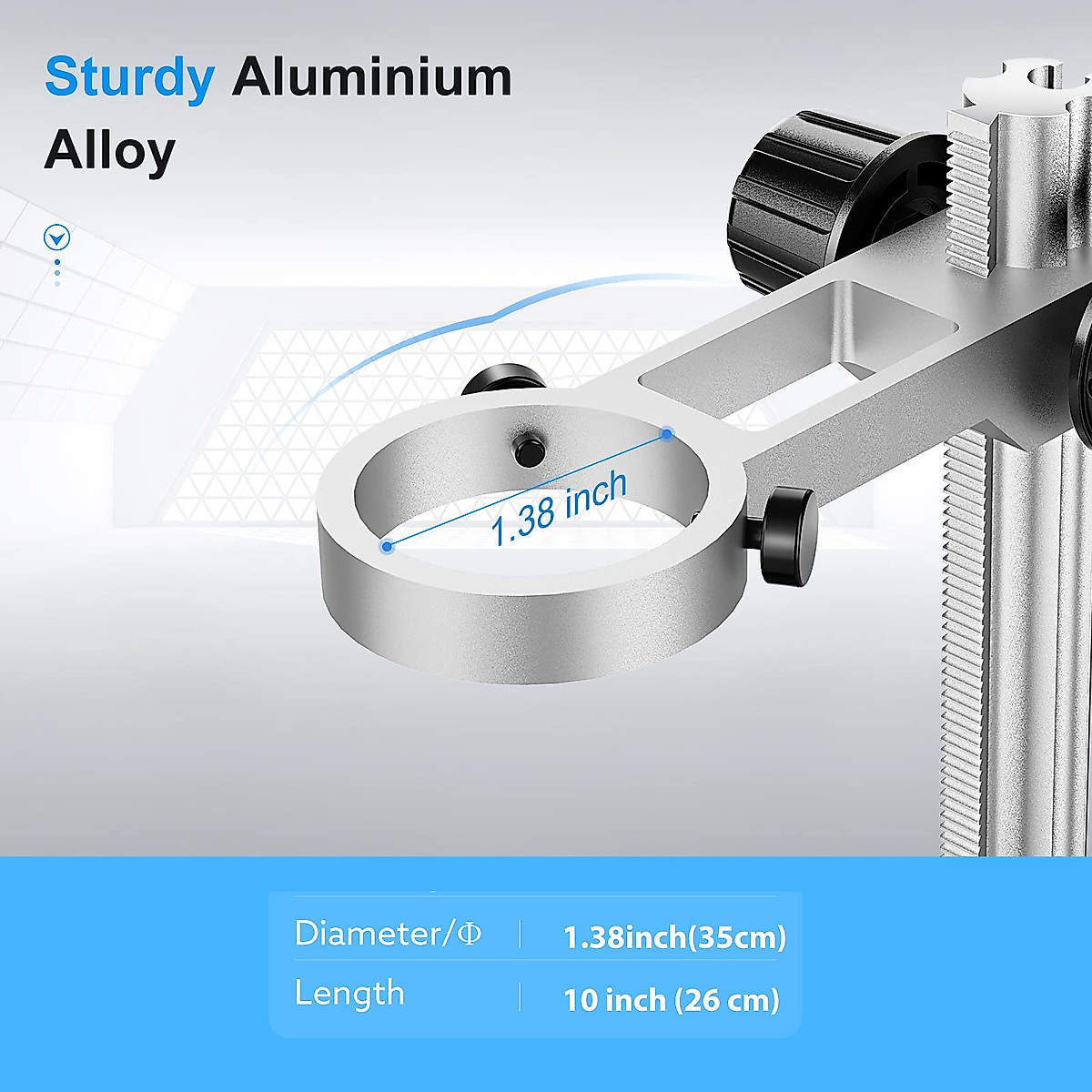 TOMLOV USB Microscope Stand BS01,10 inch Adjustable Microscope Stand Base, Professional Holder Desktop Support Bracket for LCD Digital Microscope, Max 1.38" in Diameter