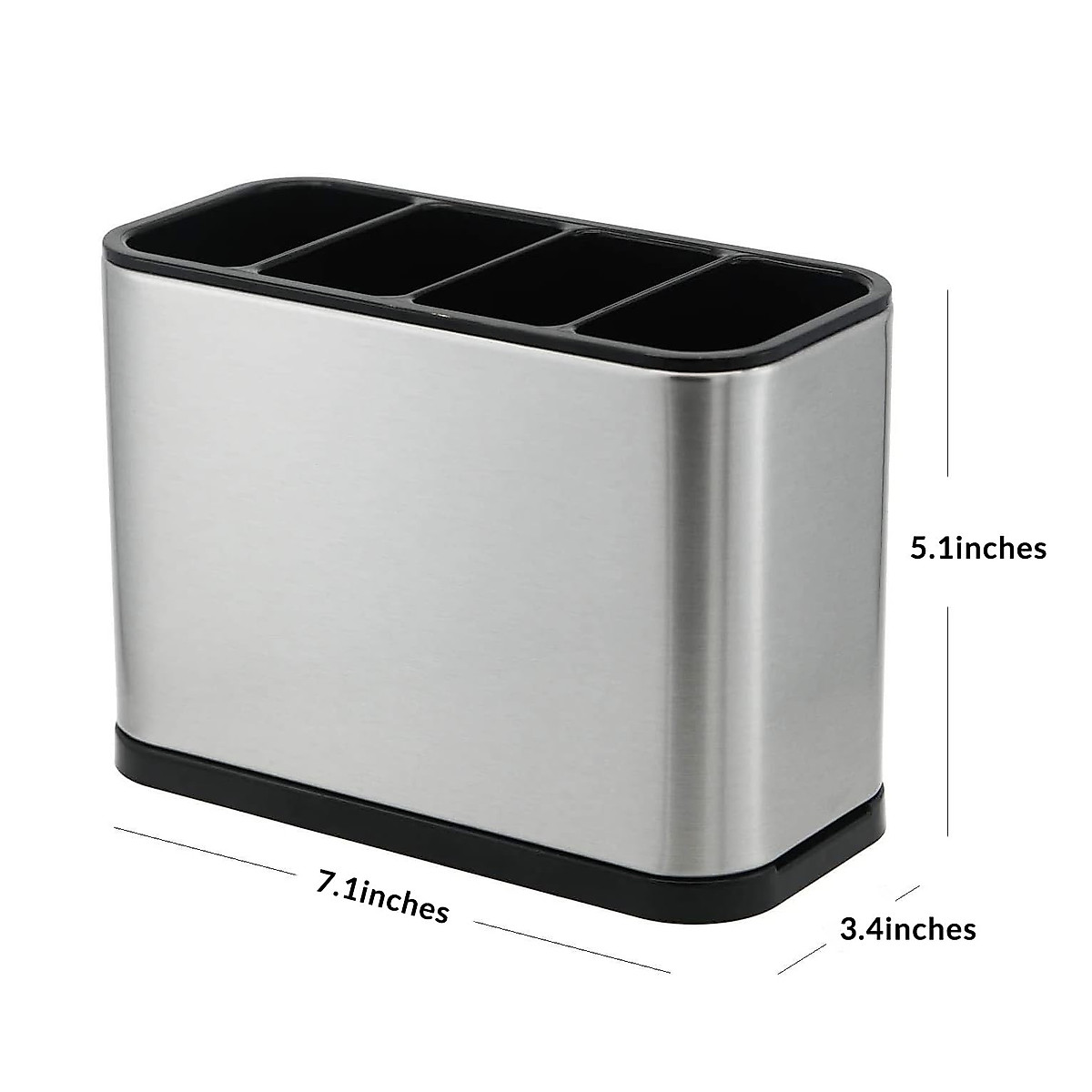 KESOL Kitchen Utensil Holder, Stainless Steel Utensil Drying Rack Flatware Holder Sinkware Caddy Countertop Organizer with 4 Divided Compartments, Rust Proof