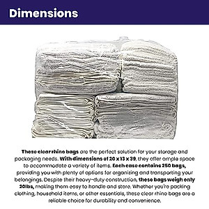 Norton Supply Rhino Bag: 40 Gal Capacity Heavy Duty and Waterproof Large Clear Plastic Storage Bags Jumbo Size for Clothes, Comforters, Luggage, Bedding, Travel Supplies, Packing and Moving - Reusable