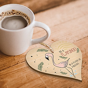 Wooden & Antique - Be a flamingo in a flock of pigeons - Wooden Hanging Heart Plaque-Sign Gift