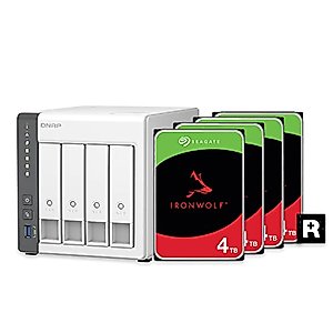 QNAP 4 Bay NAS with 12TB Storage Capacity, Preconfigured RAID 5 Seagate IronWolf Drives Bundle, 2.5GbE Ports (TS-433-4G-44S-US)