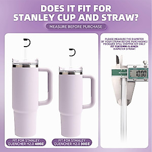 Silicone Spill Stopper Sets for Stanley 40/30 oz Quencher H2.0&1.0 Tumbler with Handle, Cup Accessories with Straw Cover Caps, Leak Stoppers, Spill Stoppers for Stanley Cup Lid(6Pcs Version 1.0&2.0)