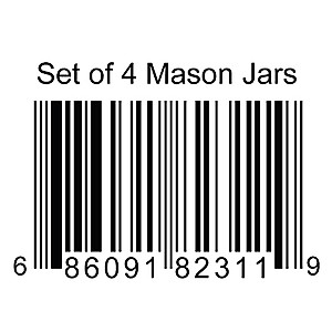 AmalgamNation Sets of 4 Mason Jar 24oz Mugs with Glass Handles,