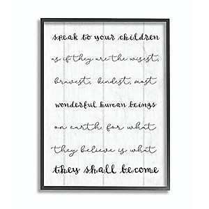 Stupell Industries Speak to Your Children Family Kids Home Inspirational Word, Design by Artist Daphne Polselli Wall Art, 24 x 30, Black Framed