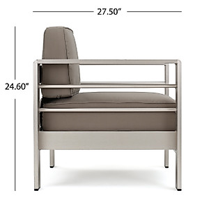 Christopher Knight Home Cape Coral Outdoor Chat Set with Fire Table, 5-Pcs Set, Khaki / Light Grey