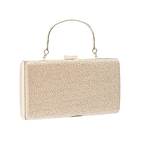 Women Elegant Clutch Purses Vegan Leather Crossbody Evening Bags with Chain Strap for Date Night Out Wedding Party Prom, Champagne