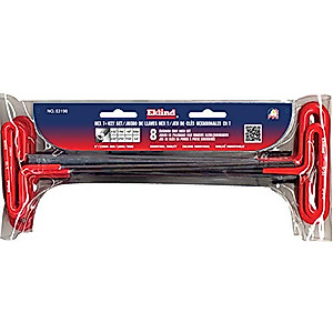 EKLIND 53198 Cushion Grip Hex T-Key allen wrench - 8pc set SAE Inch Sizes 3/32-1/4 (9In shaft)