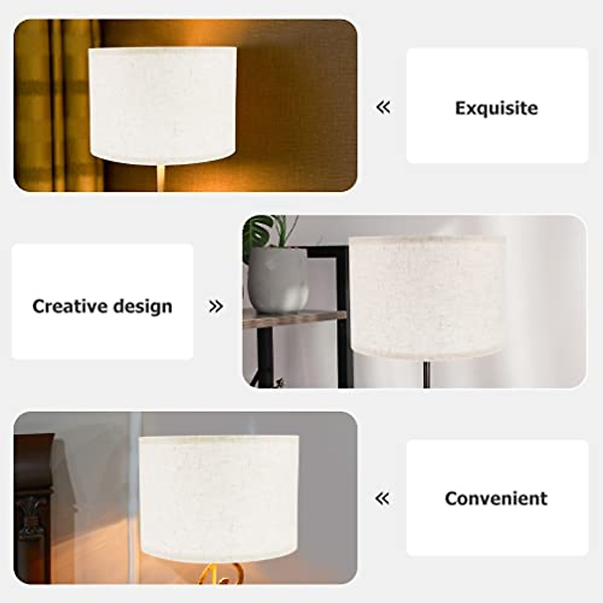 BESPORTBLE Lamp Shades, Small Lampshades 7.9 Top, Drum Lampshades, Natural White Linen Lampshades Hand Crafted Shades Replacement for Table Lamp, Floor Lamp