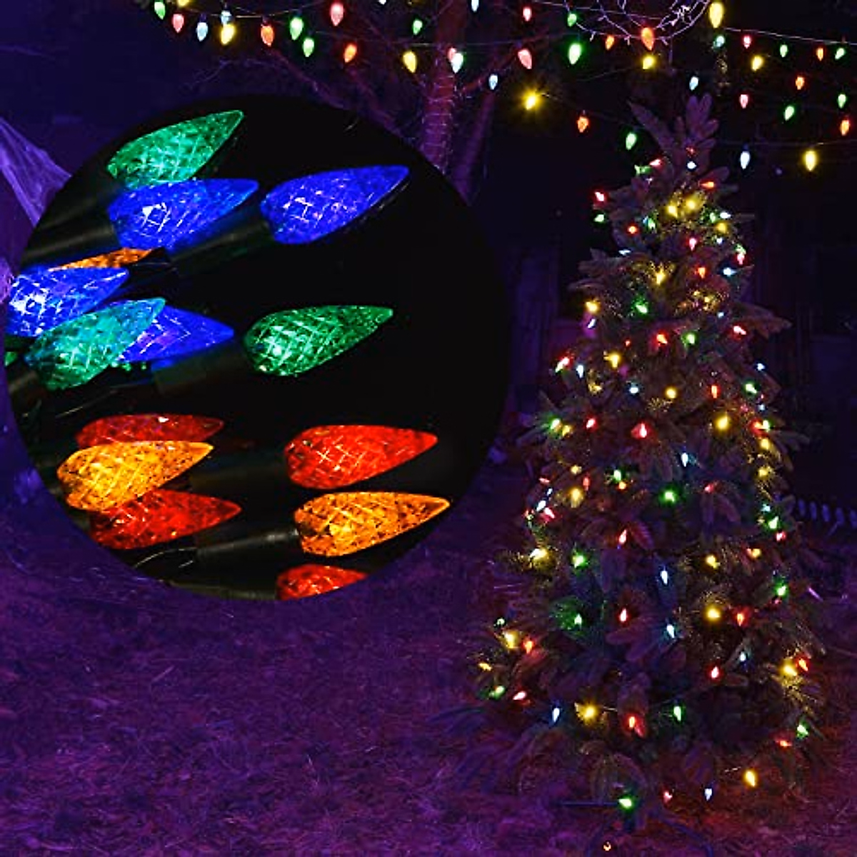 2 Pack 50Led Solar Outdoor Christmas Decorations, 8 Modes Strawberry String Lights with Remote,Christmas Fairy Lights Solar Operated Waterproof for Garden, Yard, Party, Christmas Tree Decorations