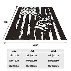 USA Flag Themed German Shepherd Dog Blanket Soft Cozy Throw Blankets Lightweight Flannel Blankets for Couch Bed Living Room for Adults and Kids Gifts All Season 50"X40"
