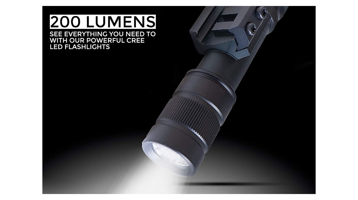Monstrum F200 Flashlight: 200 Lumens for Rifles & Shotguns