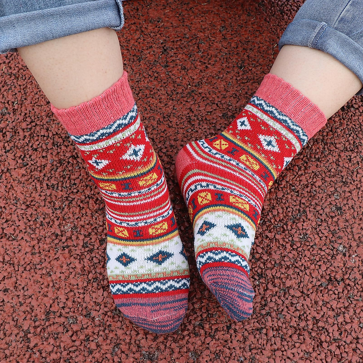 YZKKE 5Pack Womens Warm Wool Soft Cozy Crew Socks for Fall Winter Christmas Gifts Size 5-9