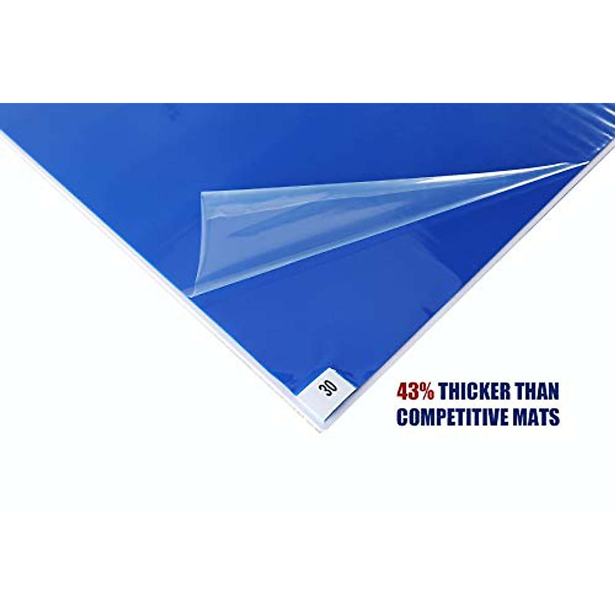 Cleanroom Sticky Mats with Base Pad, Include 5 Tacky Mats of 30 Sheets (150 Sheets Total) & 1 Non-Slip Hard Plastic Frame, Size 24x36 Inches, 50 Microns Per Sheet, Repositionable, Blue