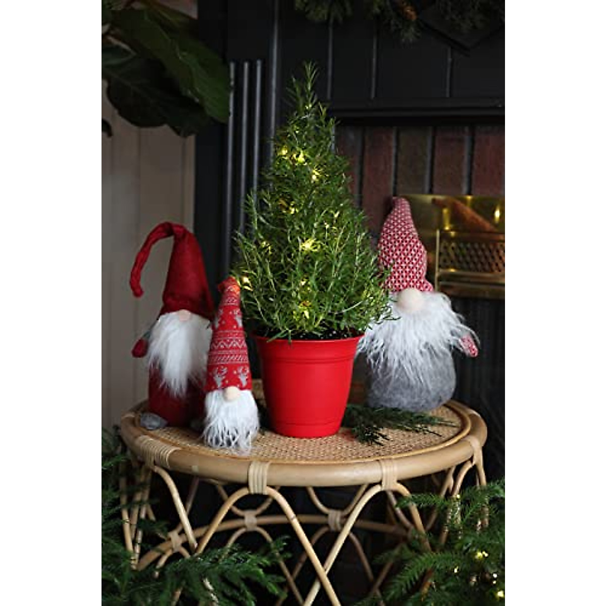 The HC Companies 8 Inch Eclipse Round Planter with Saucer - Indoor Outdoor Plant Pot for Flowers, Vegetables, and Herbs, Strawberry Red