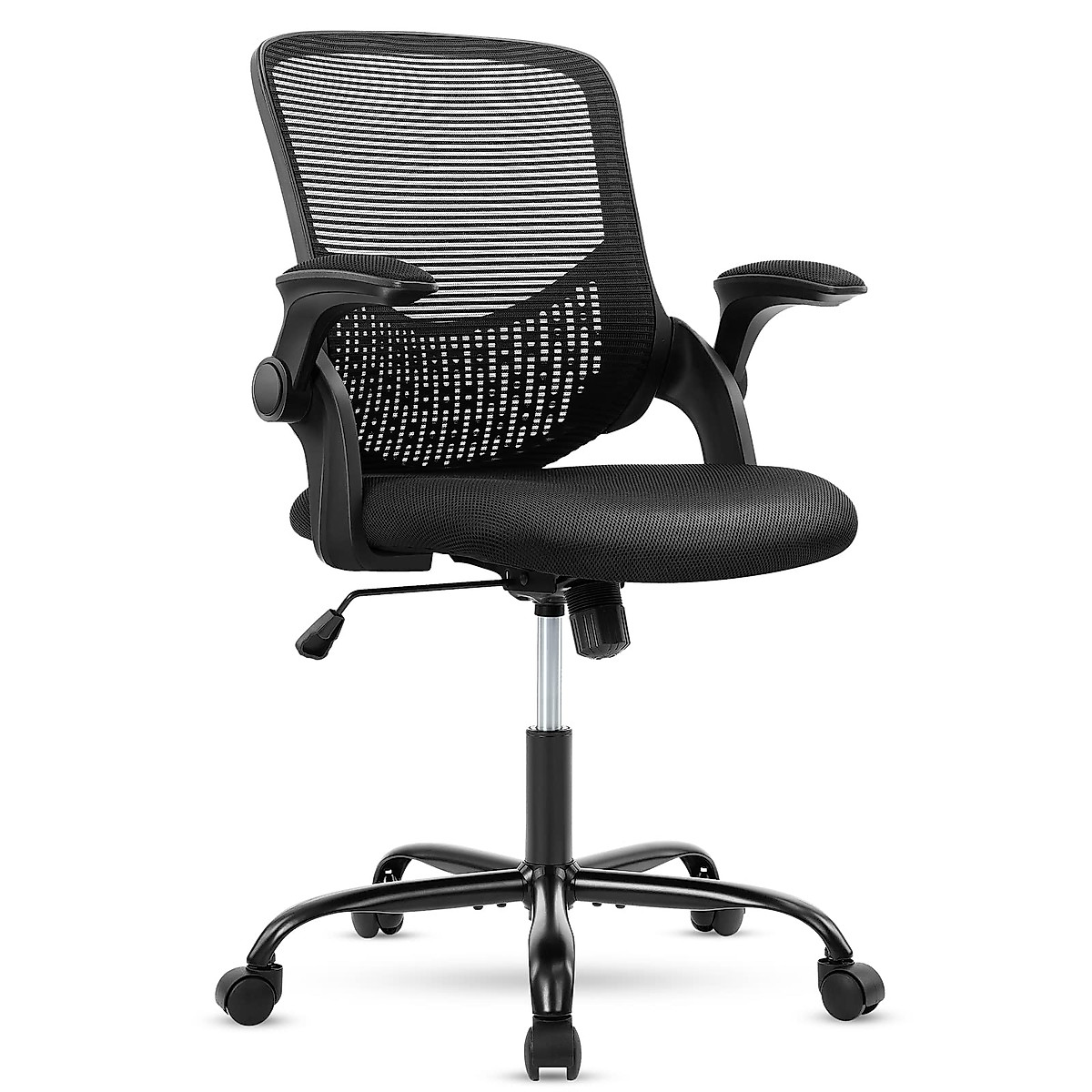 Office Chair, Ergonomic Office Chair Computer Chair Mesh Home Office Desk Chairs with Flip-up Armrests, Rolling Swivel Chair with Lumbar Support Height Adjustable, Black