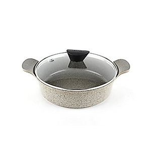 Neoflam Venn 2.5QT Ceramic NonstickLow Stockpot w/ Glass Lid, Marble