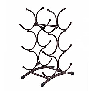 KLGO Wine Rack for Countertop,Wine Storage Shelf for Pantry Cabinet,can Hold 6 Bottles,6 Bottles Countertop Stainless Steel Metal Red Wine Storage Holder,Black