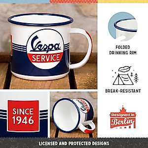 Nostalgic-Art Retro Enamel Cup, 12.2 oz, Vespa – Service – Gift idea for scooter fans, Camping Mug, Vintage design