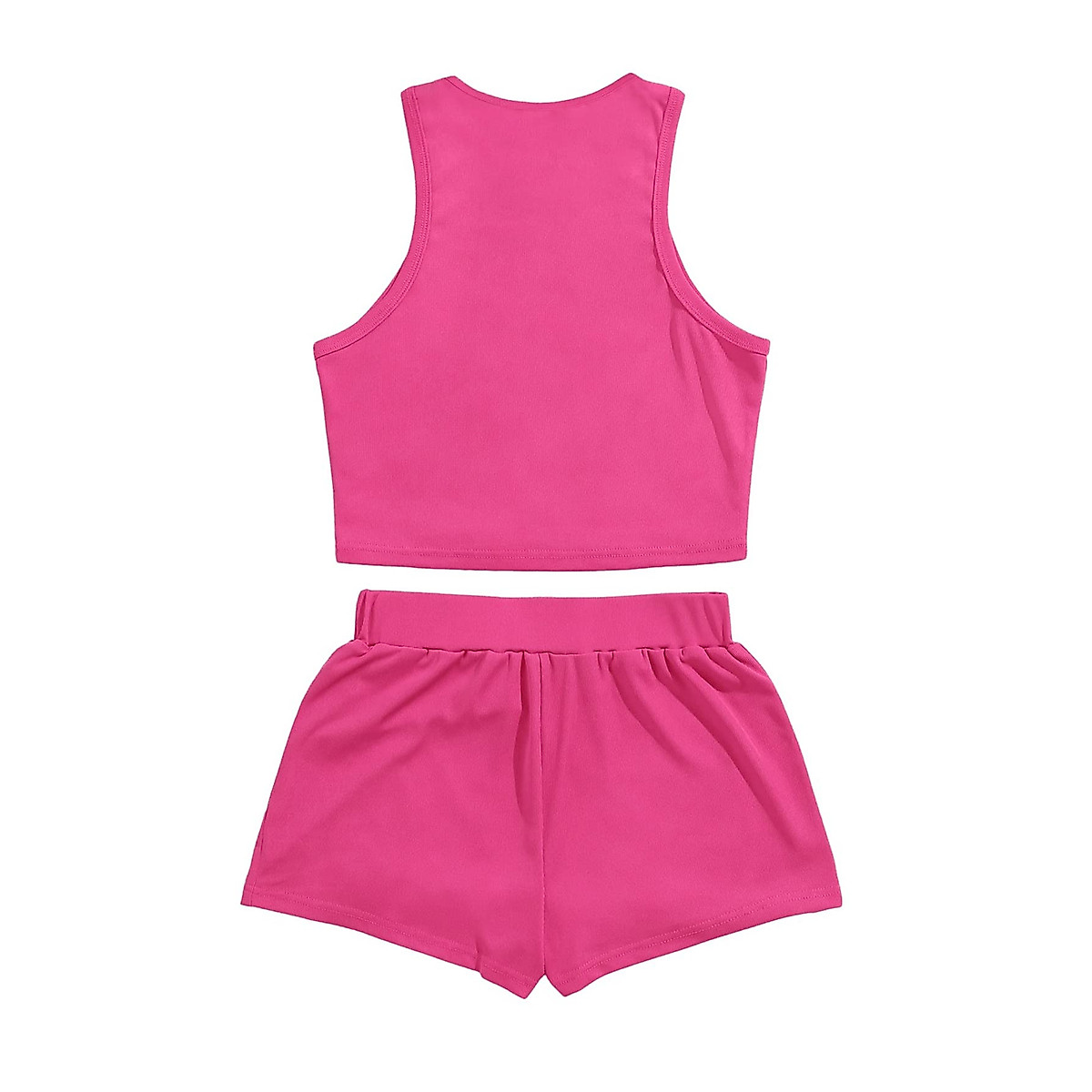 Verdusa Women's 2 Piece Outfit Sleeveless Crop Tank Top and Shorts Tracksuit Set Hot Pink XL