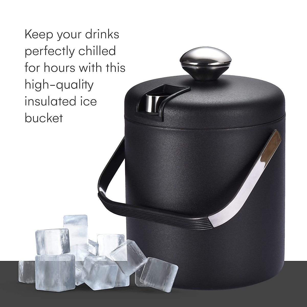 flybold Small Ice Bucket for Parties - Ice Bucket with Lid for Cocktail Bar - Double Walled Ice Container - Portable Chiller Bin Basket - Insulated Wine Buckets for Indoor or Outdoor - Ice Cube Holder