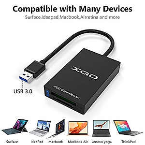 XQD Card Reader, USB 3.0 XQD/SD Card Reader Dual Slot Memory Card Reader 5Gpbs Super Speed Support Sony G/M Series, Lexar 2933x/1400x USB Mark XQD Card,SD Card for Windows/Mac OS