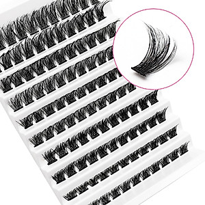 Ahrikiss Lash Clusters 120pcs Lash Extension D Curl Cluster Lashes Wispy Individual Lashes Natural Look 8-16mm Eyelash Clusters DIY Lash Extensions Soft Lash Extension Clusters FD28