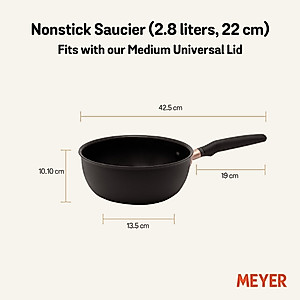 Meyer Accent Series Hard Anodized Nonstick Sauce Pan/Saucepan/Saucier, 3 Quart, Matte Black