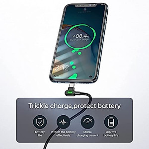 Type C USB 90 Degree Right Angle Elbow Design Game LED Strong Nylon Braided Sync Charge USB Data 6FT Cable Compatible Samsung Galaxy S20 S10 S9 S8 Plus Note 10 Google Pixel and More (3 Pack,6FT)