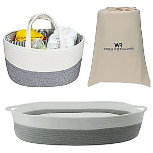 Cotton Rope Baby Changing Basket with Soft Baby Changing pad Extra Travel Diaper Changing Table Topper Boho Nursery Decor