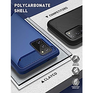Clayco Xenon Series Designed for Samsung Galaxy Note 20 Case, [Built-in Screen Protector] Full-Body Rugged Cover Compatible with Fingerprint ID, 6.7 inch 2020 Release (Blue)
