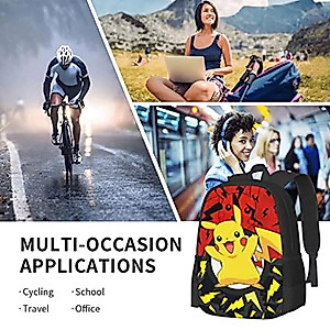 Pokemon School Backpack 3D Pattern Printed Lightweight Bookbag Cartoon Anime Casual Daypack for Back to School Teens Elementary Middle School Bookbag