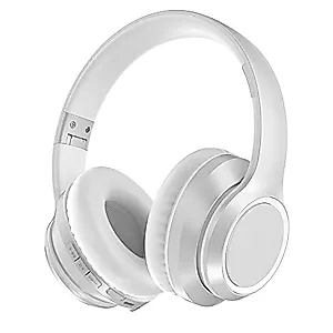 rockpapa E8 Over The Ear Bluetooth Headphones with Microphone for Kid Children Boy Girl Youth Teen Adult, Foldable Wired/Wireless Headphones with Mic, Include Travel Case, Silver