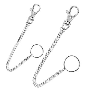 anezus 2Pcs Chain Belt Set, Wallet Chain, Pants Chain, Pocket Chain with Keyring for Pants Belt Jeans Wallets and keys (16” & 20”)