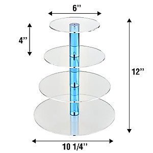 RCZ Décor Cupcake Tower Stand | Acrylic Muffin Tower Fits 36 Cupcakes | 4 Tier Cake Stand for Wedding Cakes, Parties and Décor | Blue