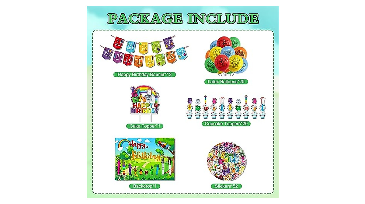 107 Pcs Number Blocks Party Supplies for Kids