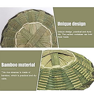 Zerodeko Wok Sticky Rice Cooking Steamer Basket Wicker Lid Traditional Replacement Steamer Basket Lid Wicker Woven Lid Rice Base for Bottom Containers