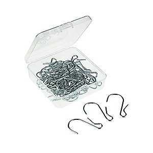 LJY 50 Pieces Clip Type Pot Rack Hanging Grid Hooks S Shaped Metal Hangers with Plastic Storage Box for Kitchen Bedroom Office Wire Shelving Pegboard
