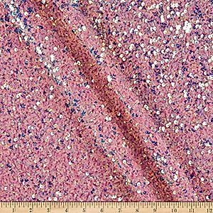 Pink Fabric with Sequins Stretch sequin Fabric Yard Sample/Swatch Pink Sequin material Fabric Stretch Fabric Squares Quilting Fabric for Dress Making Sequins Material for Sewing Spandex Glitter Fabric